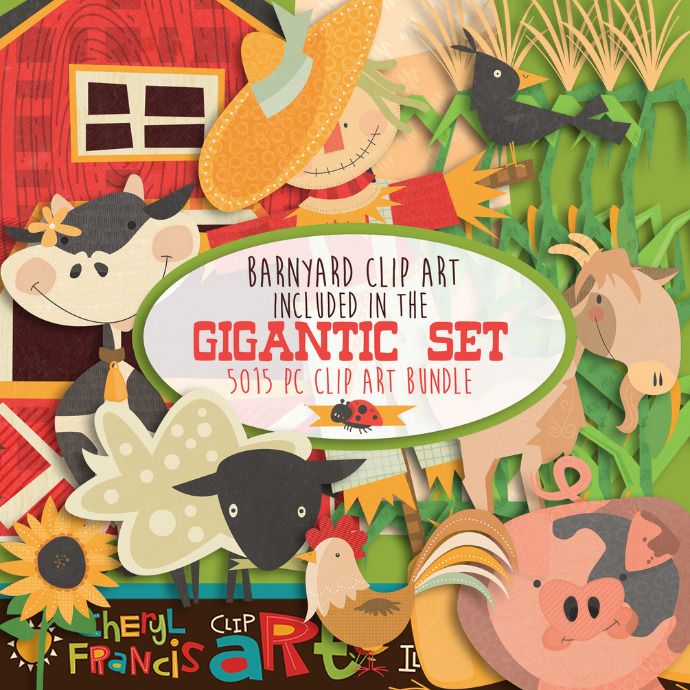 Barnyard Farm Animal Clip Art 32 Piece