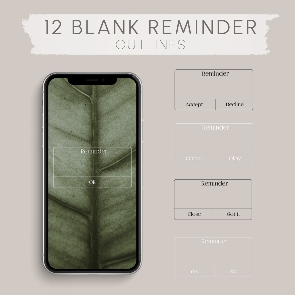 Story Stickers English, 12 Blank Reminder Sticker Outlines, Instagram Story
