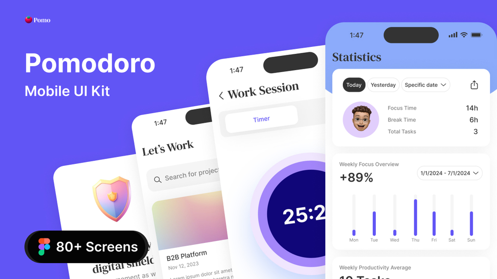Pomo - Pomodoro App UI Kit