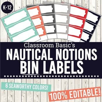 Nautical Notions Printable Bin Labels (Editable!) - 6 Colors!