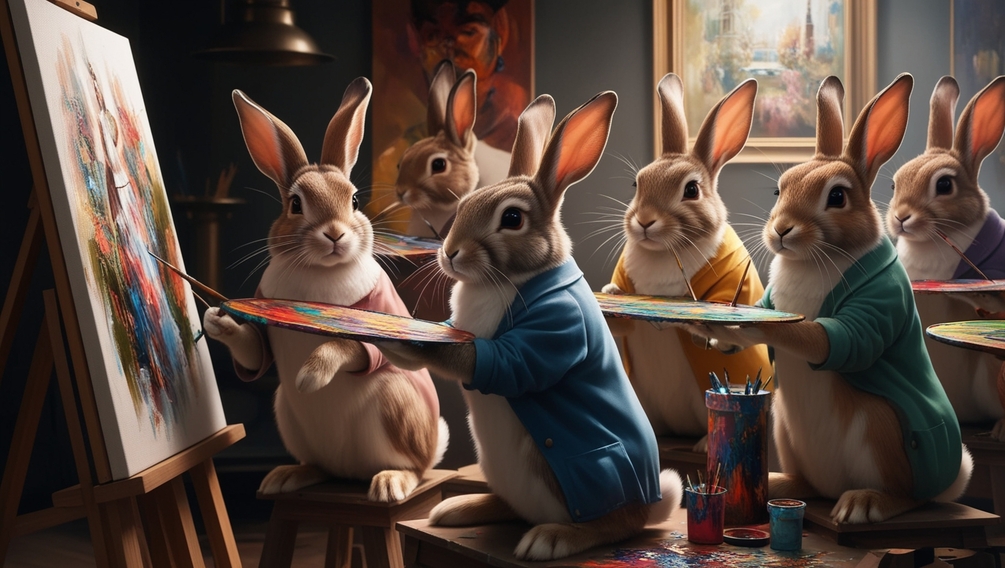 Graceful Hops: Traditional Rabbit Art Collection 🐇🎨