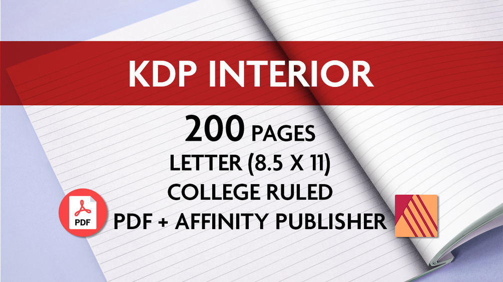 KDP Lined Interior - 8.5 X 11 - College Ruled - 200 pages - Affinity ...