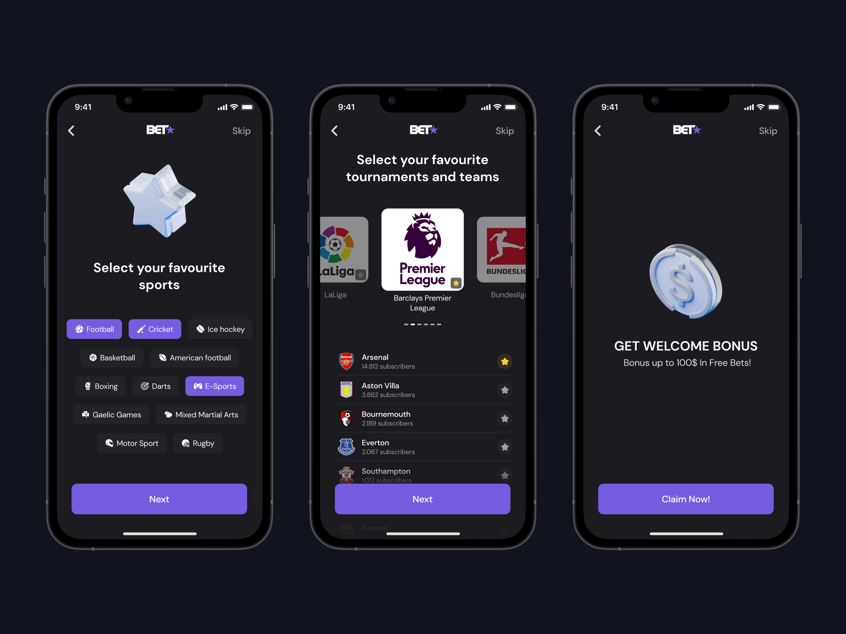 Sports bet mobile app UI Kit — Figma templates & iOS design components