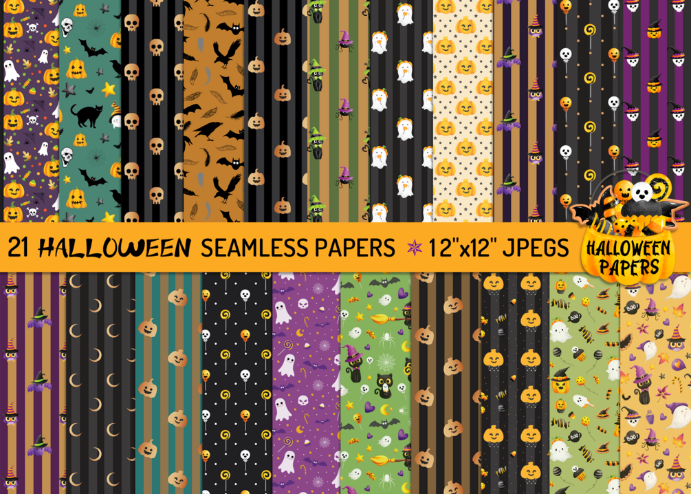 Halloween Digital Paper, Trick or Treat Scrapbook Papers, Boo Wallpaper ...