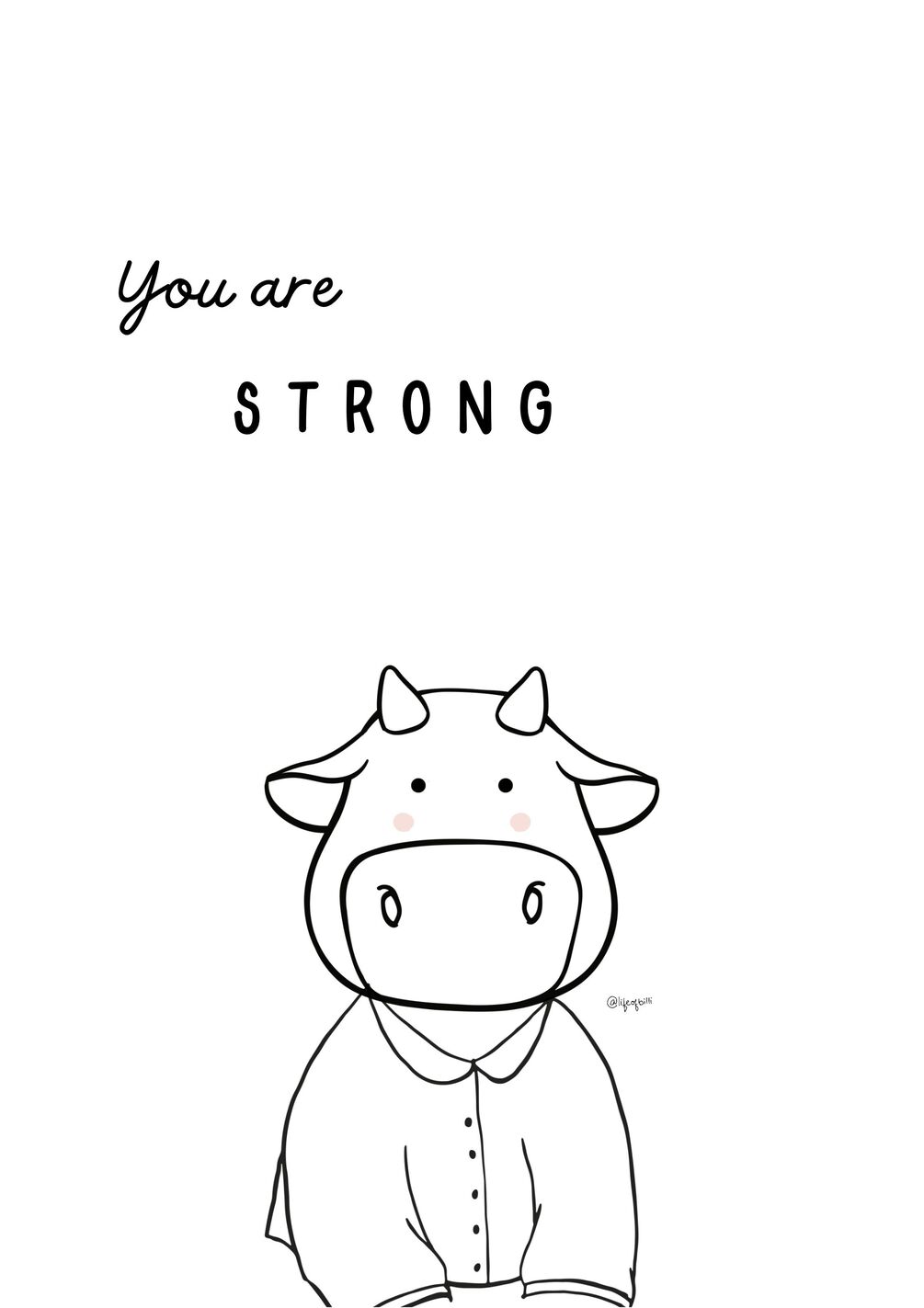 Nursery Art Print - Strong Cow Minimalist (Digital Download)