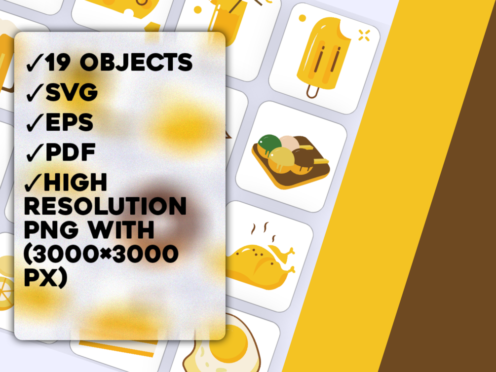 Yellow Food and Drink Vector Icon Illustrations