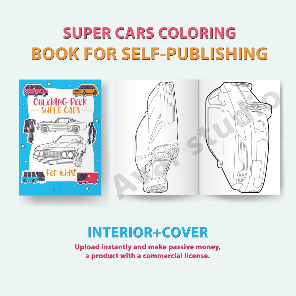 Printable Coloring Book with Super Cars | BOOK for SELF-PUBLISHING with ...