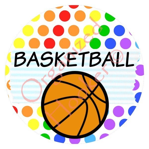 BASKETBALL in POLKA DOT Printable Planner Stickers — Digital Download