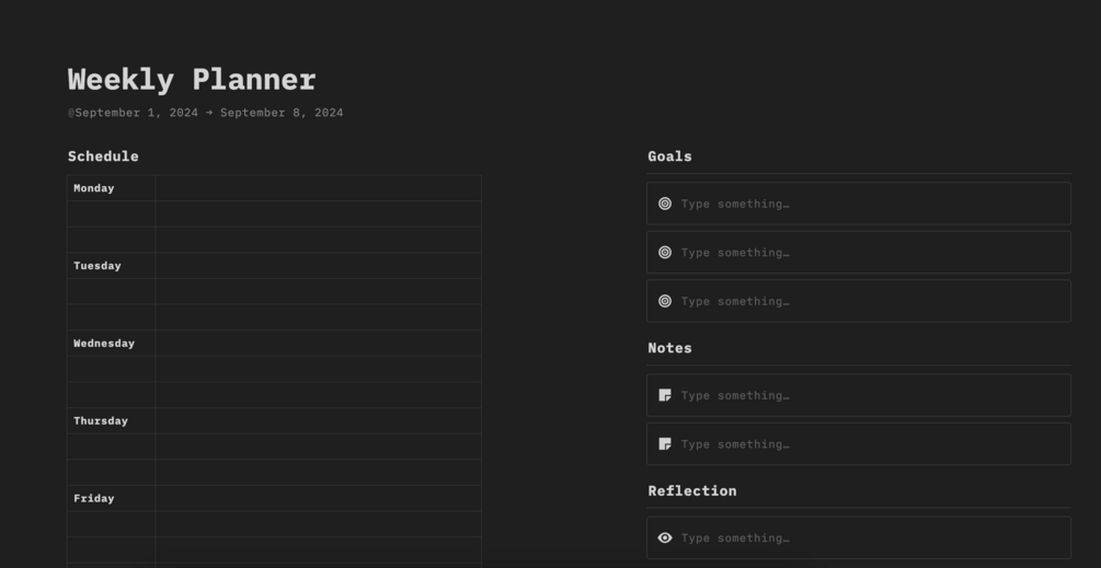 Weekly Planner - FREE Notion Template