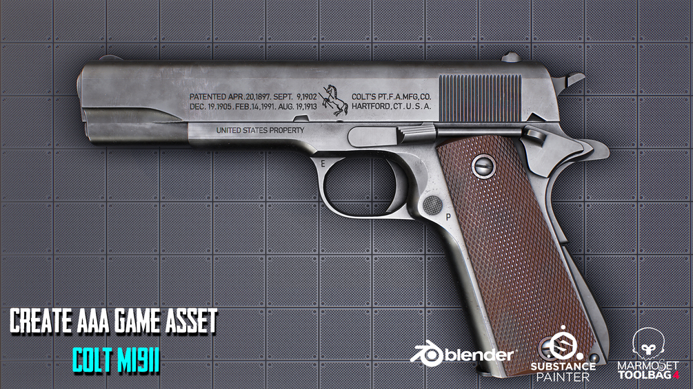 Create AAA 3D Game Asset Colt M1911