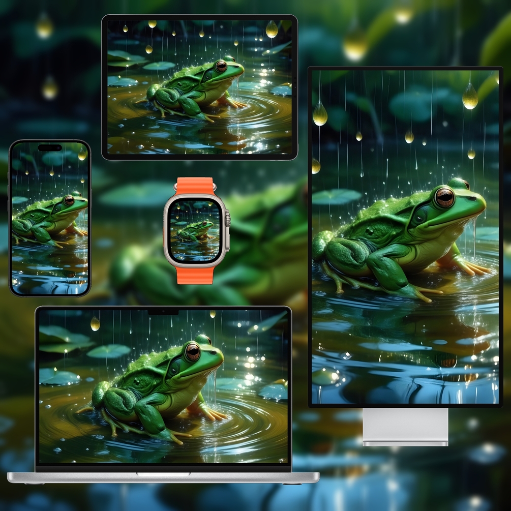Surreal Rainy Pond Custom-Fit Digital Art Pack – Dreamlike Nature's Beauty
