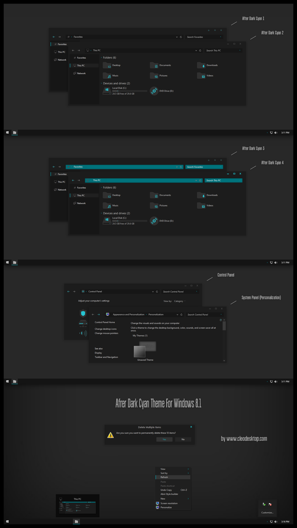 After Dark Cyan Theme For Windows 8.1