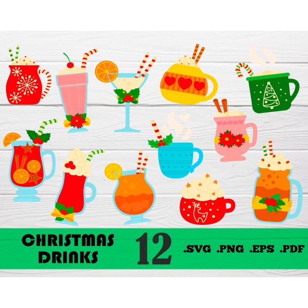 Christmas Drinks svg, Clipart Christmas svg, Party Clipart, Cocktail ...