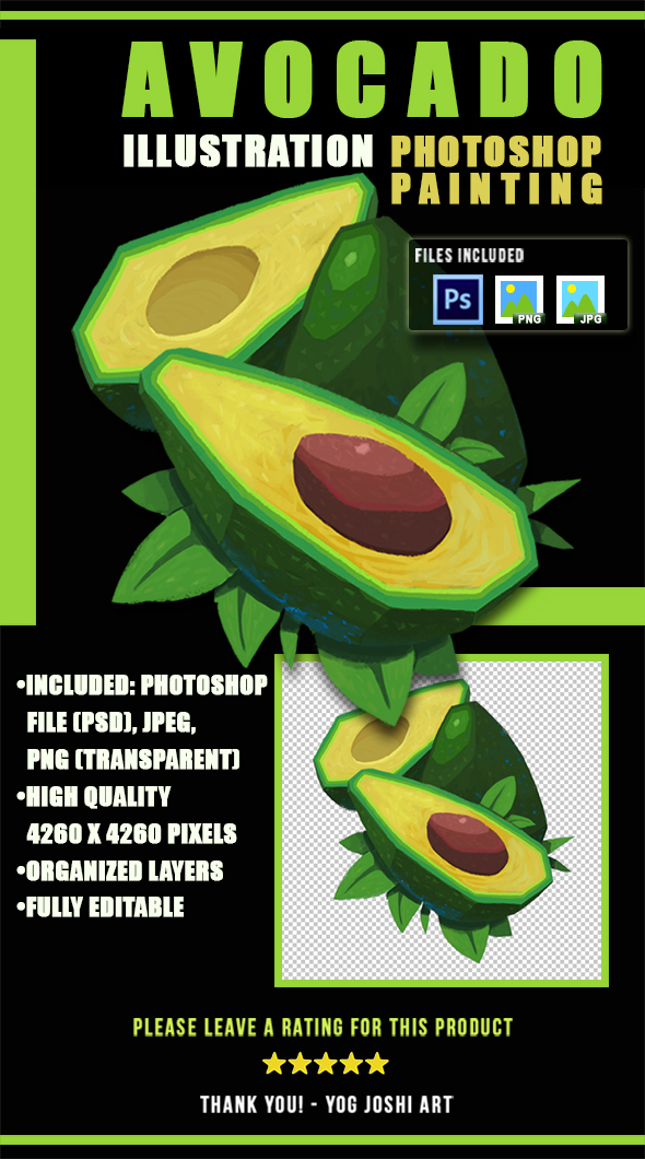 Avocado Painting - Stock Art , Illustration