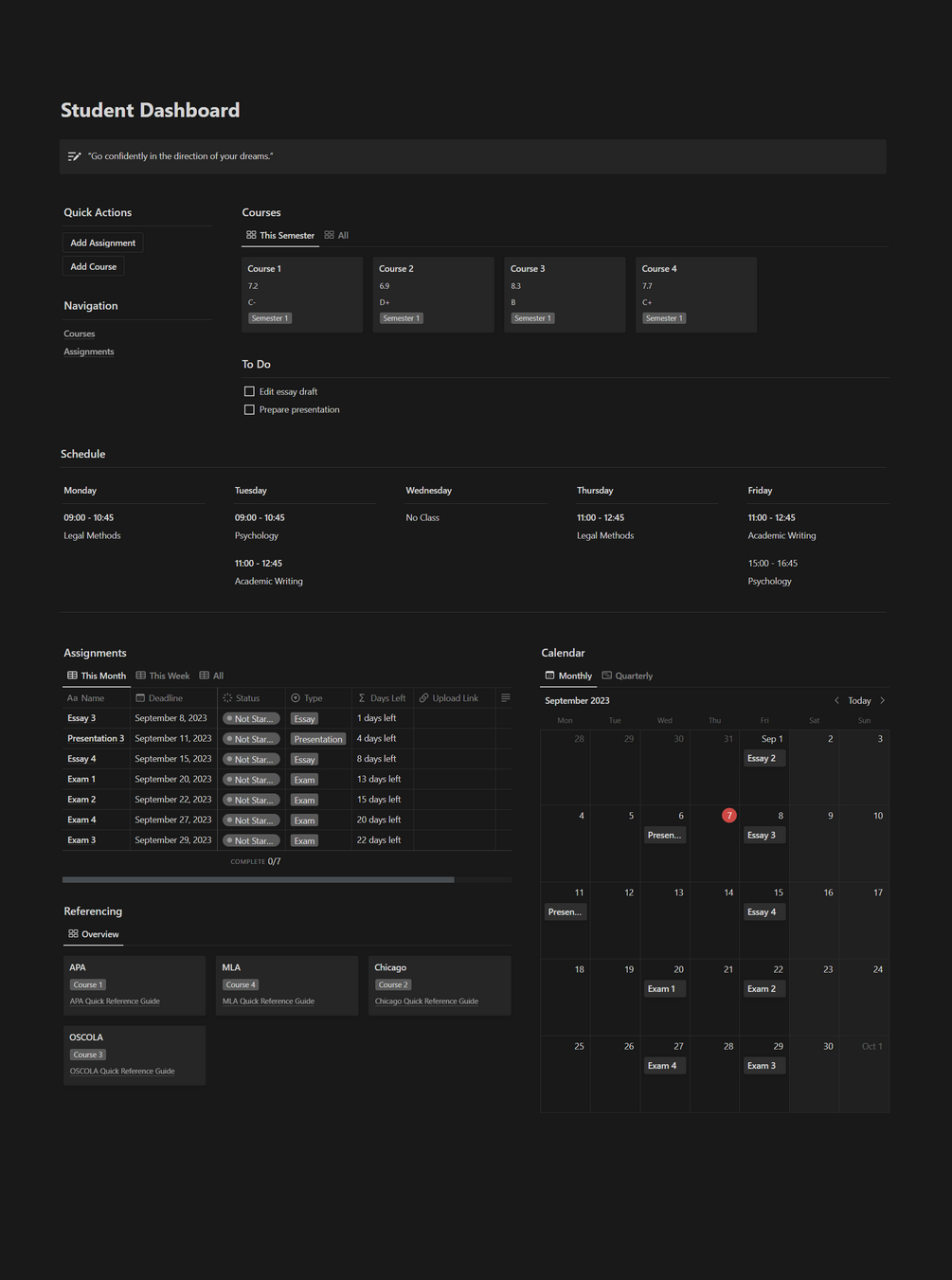 Notion Ultimate Student Dashboard