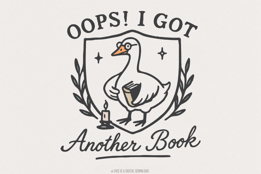 Oops I Bought Another Book PNG, Funny Goose Bookish PNG, Boho Floral ...