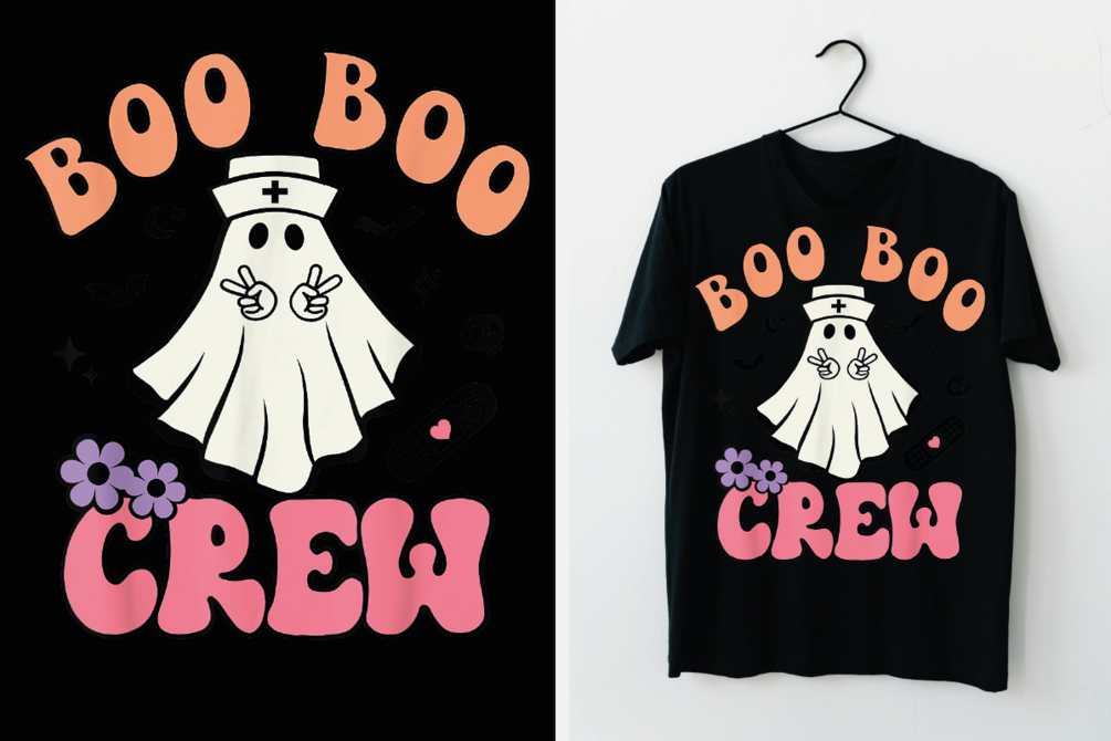 Groovy Boo Boo Crew Nurse Funny Ghost Women Halloween Nurse