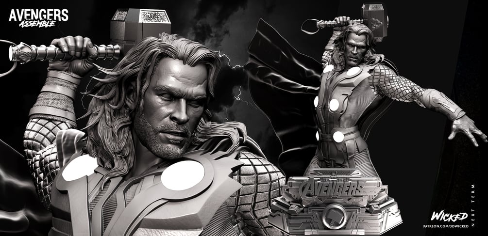 Wicked Thor Bust (Avengers Diorama): Tested and ready for 3d printing