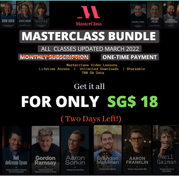 (SG$ 32 Discount) ALL MASTERCLASSES - March 2022 Edition