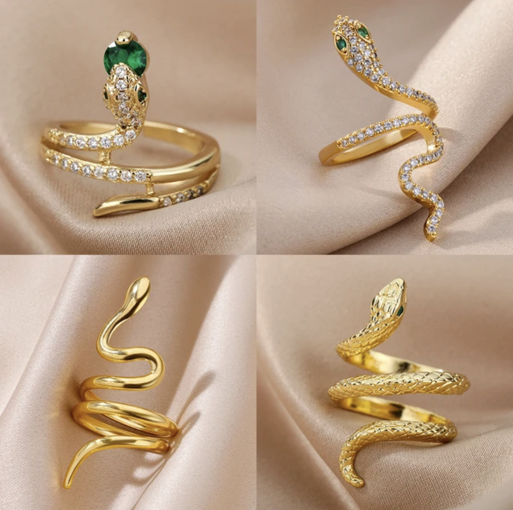 Chic Vintage Serpent Elegance, Adjustable and Unisex rings