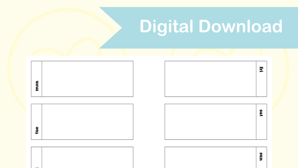 Weekly Double-Page Horizontal Spread, Blank/Blocks Printable Layout