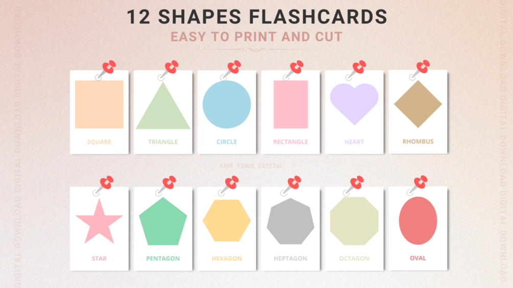 FREE Shapes Flash Cards Printable [ Digital Product ] - Set of 12
