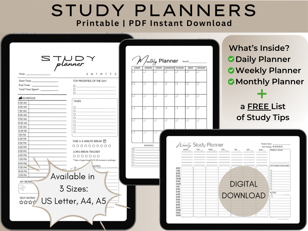Study Planners | Daily, Weekly, and Monthly Student Planners + with a ...
