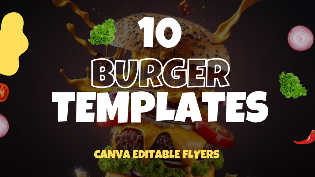 Editable Burger Menu Canva Template Fast Food Flyer, Restaurant Poster