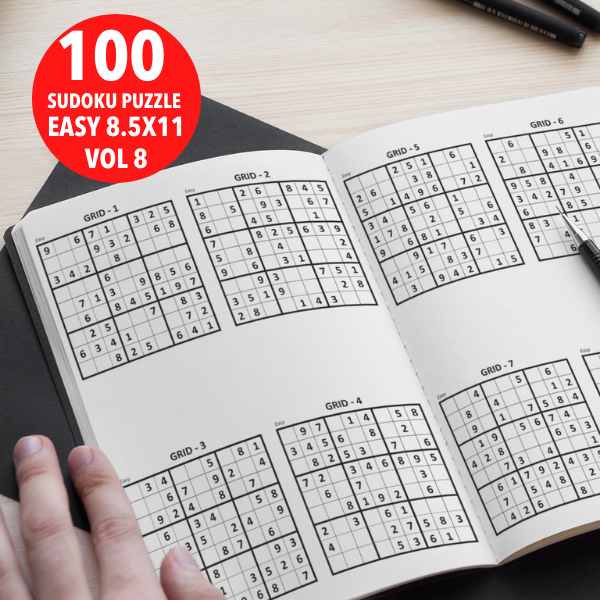 Sudoku Puzzle 100 EASY 8.5x11 Vol 8 KDP