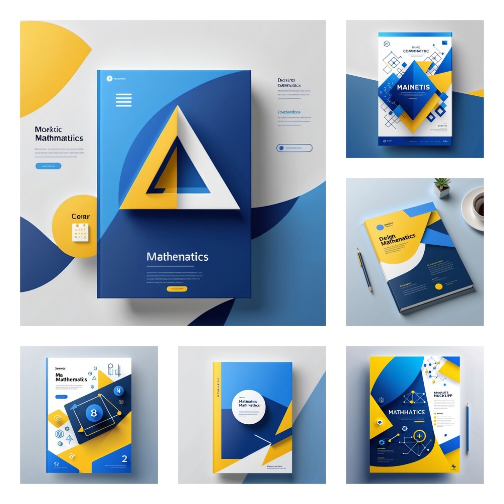 Mathematics Book Mockup Cover - Abstract Blue & Yellow Design (4K, 47 ...