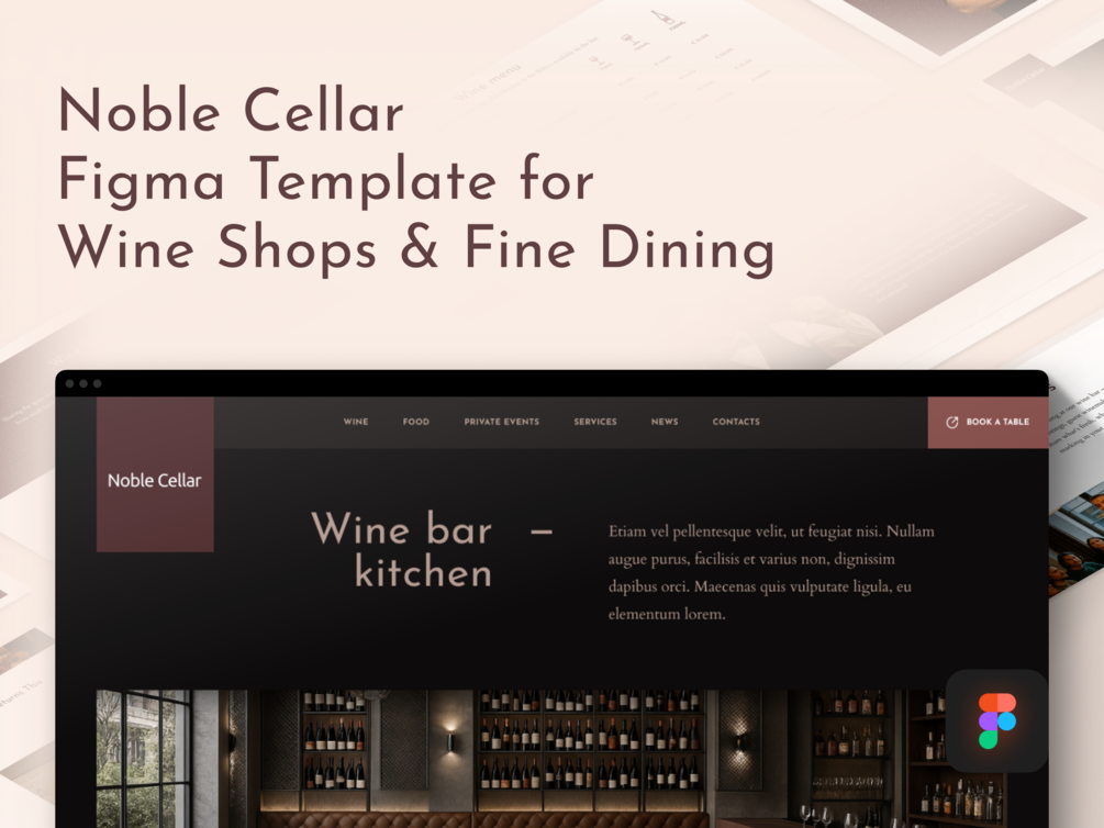 Noble Cellar – Elegant Figma Template for Wine Shops & Restaurants