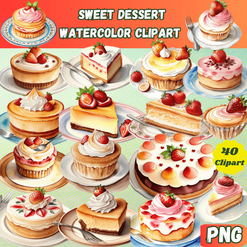Sweet Dessert Watercolor Clipart