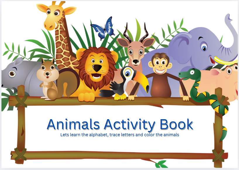 ABC Animals Alphabet Activity Book - Learn, Trace, Color