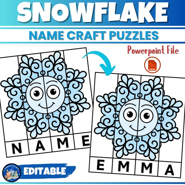 Editable Snowflake student Name Activity | Winter Coloring Pages Templates