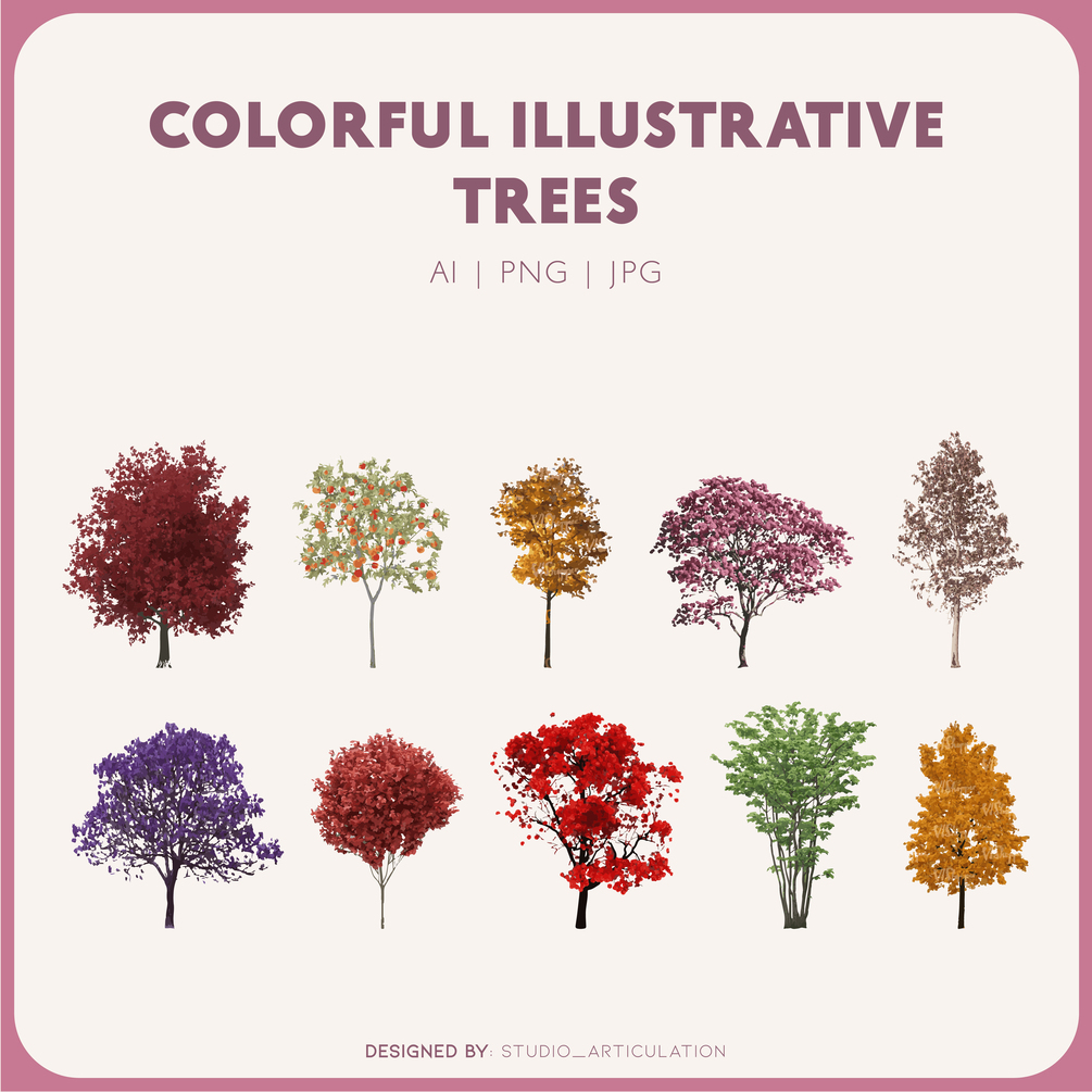 COLORFUL ILLUSTRATIVE TREES PACK 1 ST EDITION
