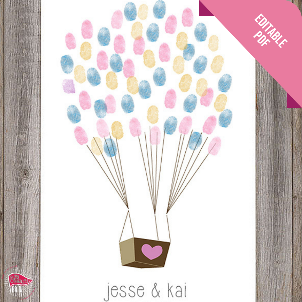 Downloadable Fingerprint Balloon Wedding Guestbook