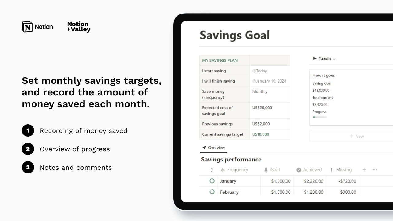 Introducing Savings Goal Notion Template - George R.