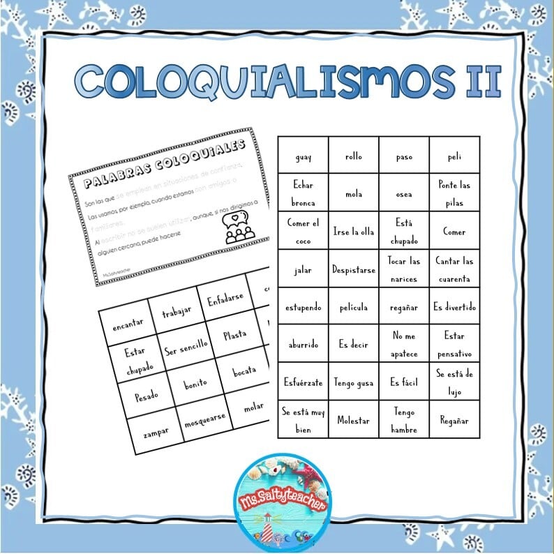 LENGUA: COLOQUIALISMOS- PALABRAS COLOQUIALES