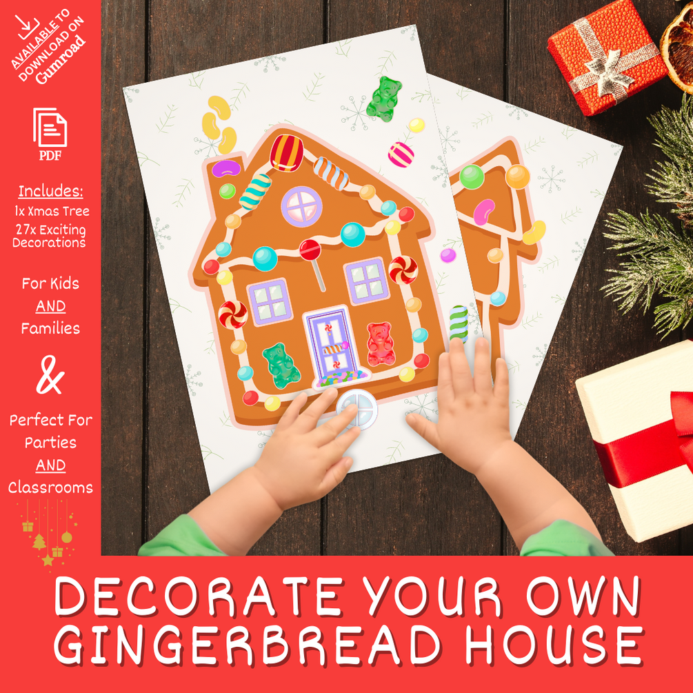 Gingerbread House Decoration Activity Kit - Print & Go Games