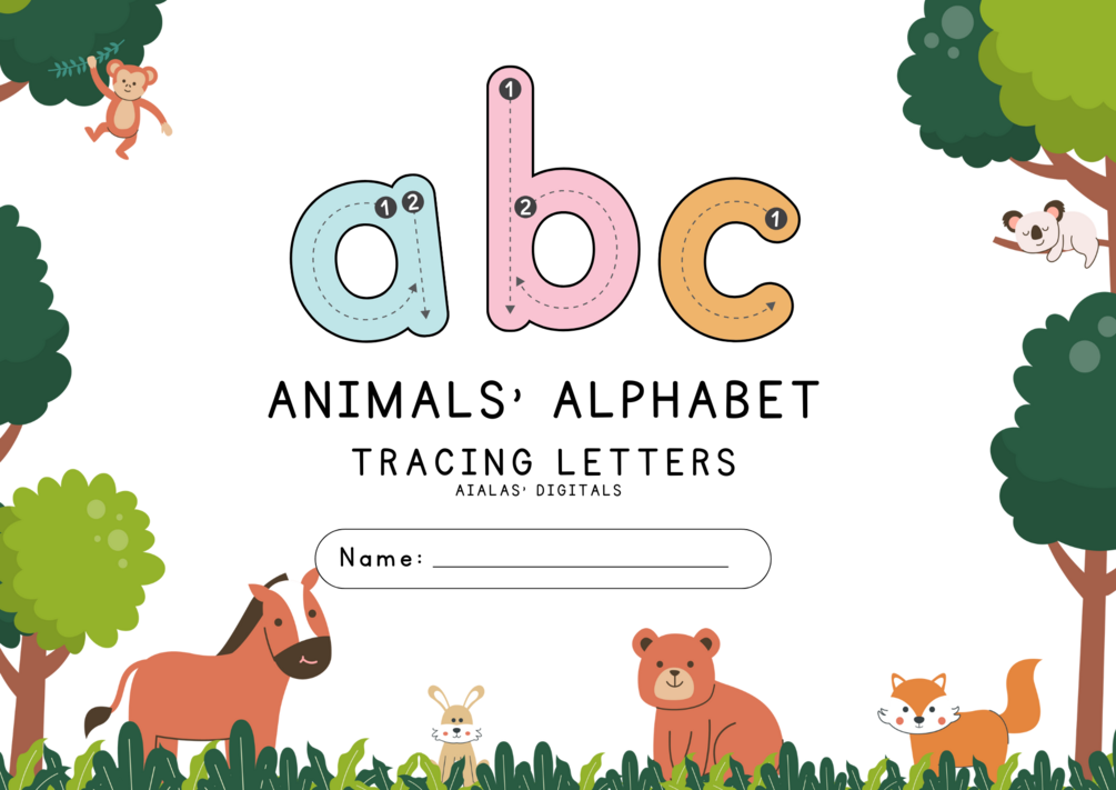 Animals' Alphabet Tracing Activity Workbook