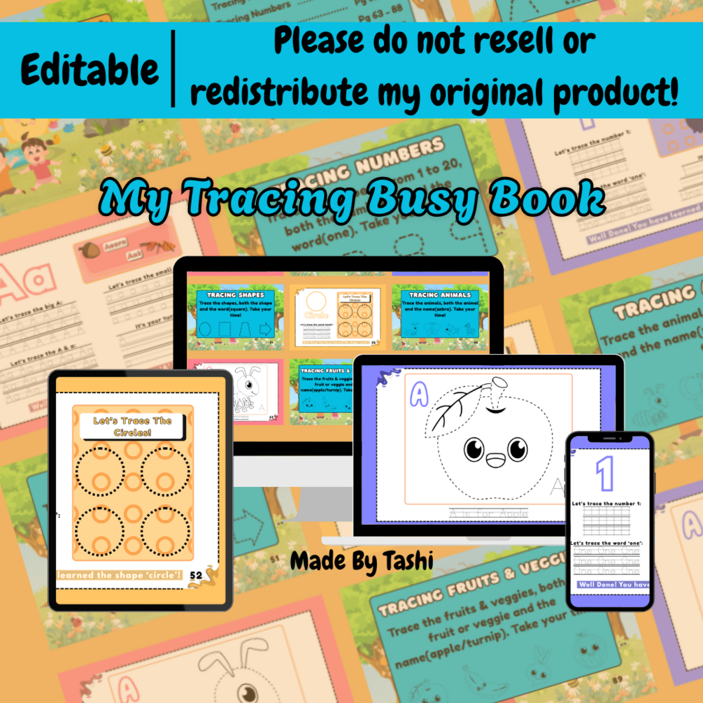 [Made By Tashi] My Tracing Busy Book: A Printable Book For Kids Ages 3+