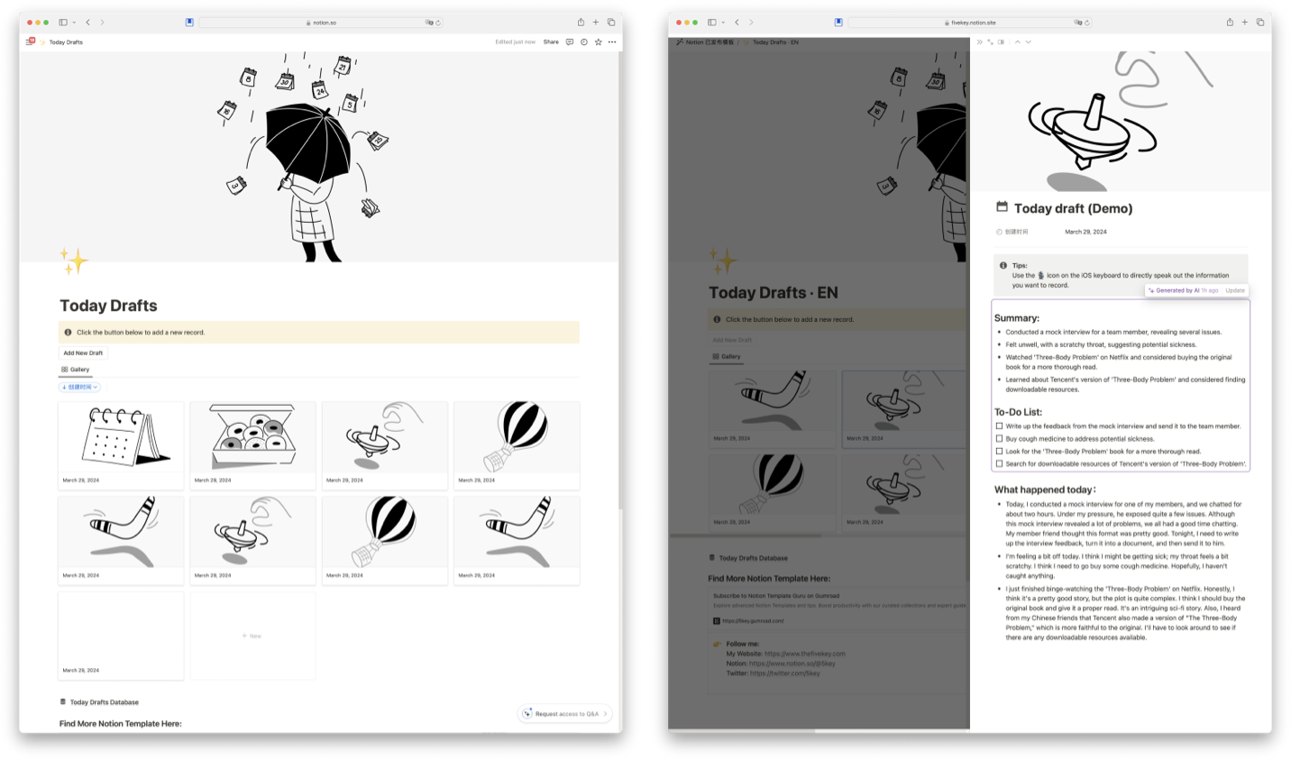New Notion Template Daily Drafts Journal With Voice And Ai Notion Template Guru 