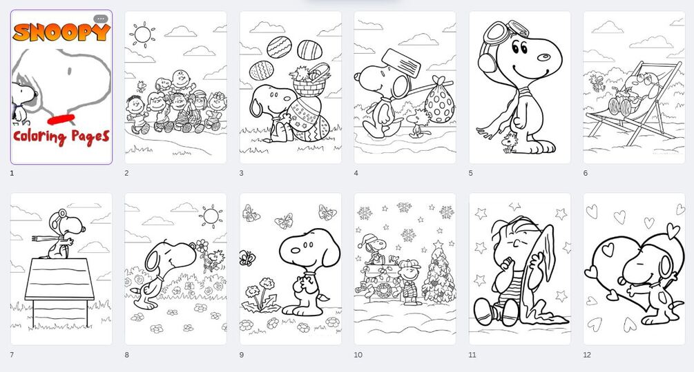 Printable Snoopy Coloring Book l Kids Activity Sheets l Instant ...