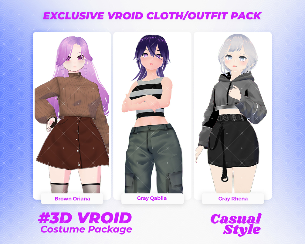 VRoid Clothing Pack, Relaxation Outfits, Virtual Wardrobe - Weekend ...