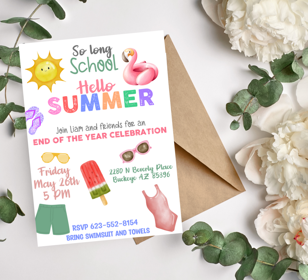 Stitch Pool Blue Swimming Ring Birthday Invitation | Fun & Customizable ...