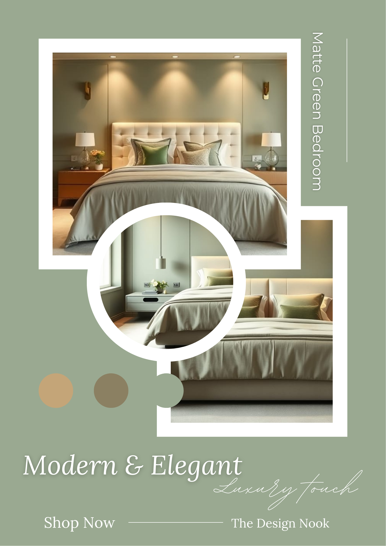 Matte Green Luxury Bedroom Design – Calm, Modern, and Elegant