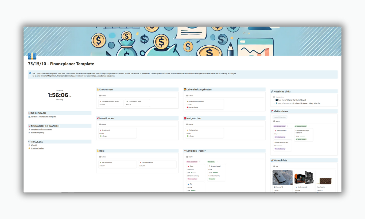 75/15/10 - Finanzplaner - Notion Template