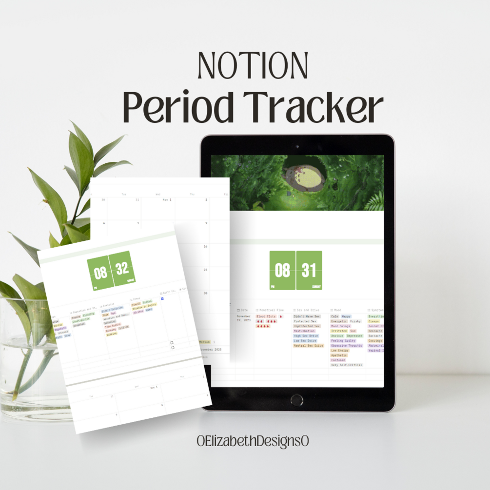 Menstrual Cycle Tracker Notion Template | Period & Health Monitoring | Daily and Weekly Log ...
