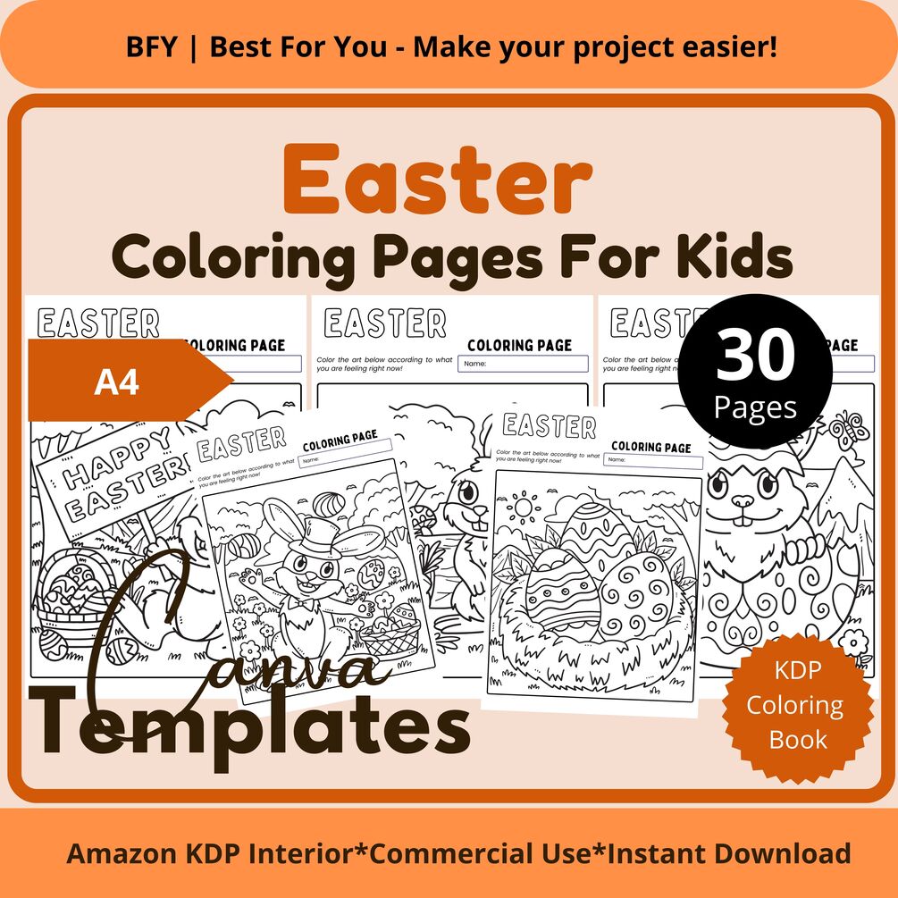 Easter Coloring Pages Printable | Amazon KDP Interior A4 30 Pages ...