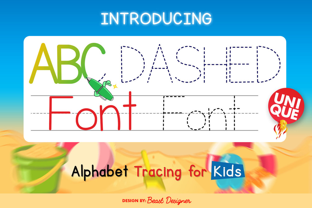 ABC Dashed Tracing Font - Learning Alphabet Writing Font by Beast Designer